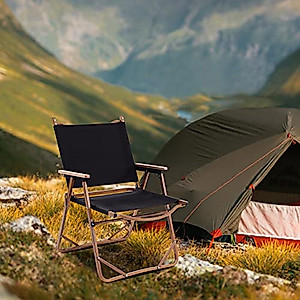 DYRABREST Outdoor Folding Camp Chair Wood Grain Portable Lawn Chairs 308 LBS Heavy Duty Travel Chair Aluminum Frame Lightweight Lounge Chair for Camping, Garden, Picnics, Patio, Beach (Black)