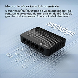 Tenda SG105, 5 Port Gigabit Switch, Unmanaged Home Ethernet Switch, Office Ethernet Splitter, Plug & Play, Plastic Case, Desktop/ Wall-Mount, Fanless Quiet, Limited Lifetime Protection