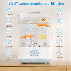 Bottle Steamer and Dryer, Little Bo Baby Bottle Steamer and Dryer, 5-in-1 Electric Steamer and Dryer, Safe and Easy One-Dial Control Steamer