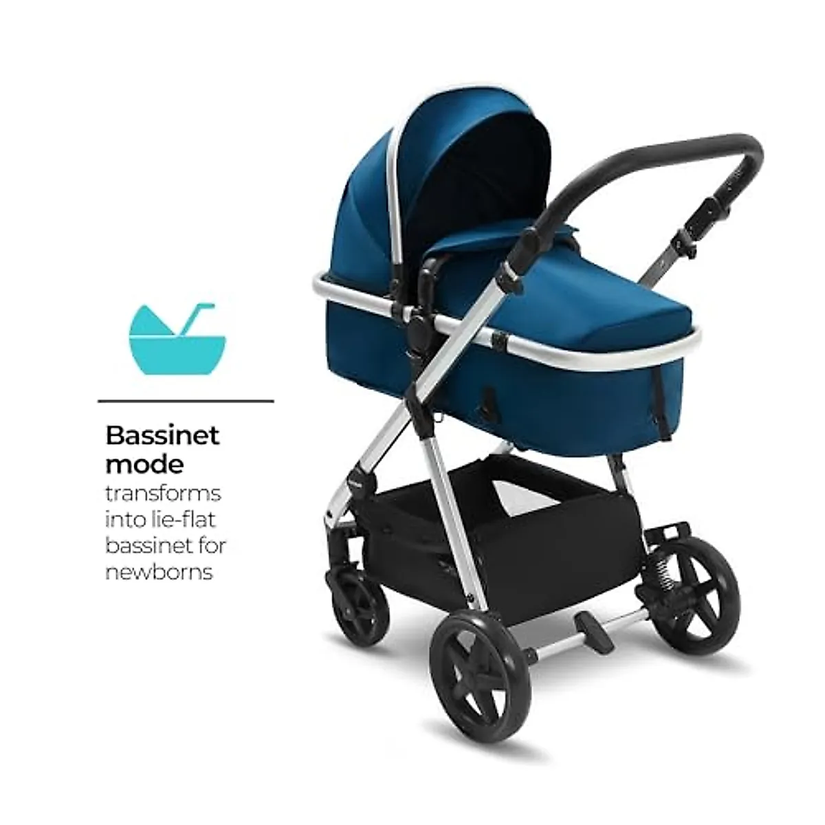 Mompush Meteor2 Baby Stroller 2-in-1 with Bassinet Mode - Compatible with Infant Car Seat, Adapter Included - Stable Bassinet Stroller Combo, Full-Size Baby Strollers for Family Outings