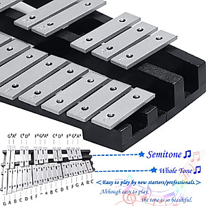 MIRIO 30 Notes Foldable Glockenspiel Xylophone Percussion Set, Glockenspiel Bell Kit With Carry Bag, Mallets for Beginner/Professional, Children Educational Percussion Musical Instrument (Silver)