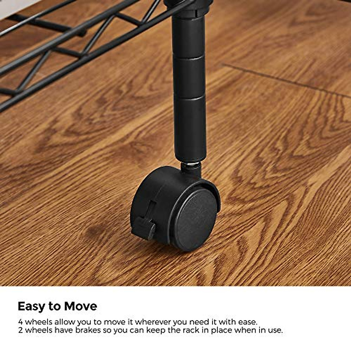 SONGMICS Printer Stand, 2-Tier Under-Desk Printer Cart on Wheels, Printer Table with Storage Shelf, Metal Frame, 16.1 x 12.2 x 15 Inches, Black ULGR301B01