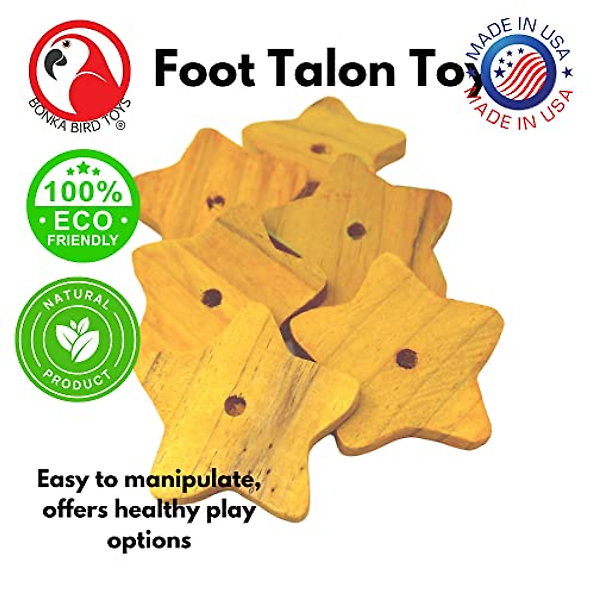 Bonka Bird Toys 1150 Pk6 Yellow Jumbo Wood Stars Foot Talon Craft Part Bird Toys