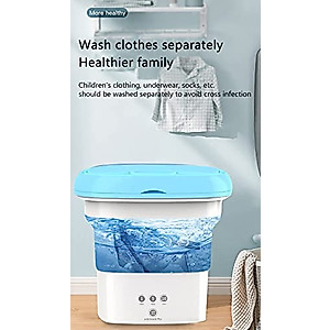 Portable Washing Machine Mini Foldable Washer with Spin Dryer Bucket for Baby Clothes,Underwear,Socks,Towels Perfect for Travel,Apartment,Lightweight & Easy to Carry (Blue), S43L18CGNE9F019EUHK