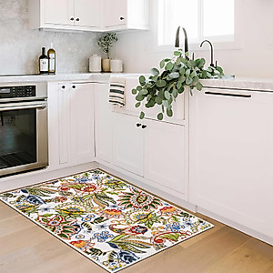2'x3' Area Rug Floral Boho Area Rug Washable Rug Non-Slip Flower Rug for Kitchen Entryway Bathroom Living Room Office, (2'x3', Paisley)