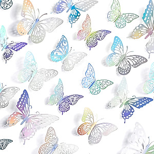 72 Pcs Butterfly Wall Decor Stickers, 6 Styles Gold Butterfly Decorations, 3 Sizes 3D Butterfly Party Decorations/Birthday Decorations/Cake Decorations, Gold Butterflies for Gold Wall Decor Room Decor