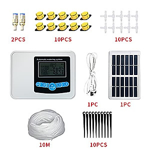 Automatic Watering System, 2020 Upgrade Solar Garden Automatic Watering Device Outdoor Plants Self Drip Irrigation Solar Energy Charging Timer System Potted Plant Drip Irrigation for Potted Plants
