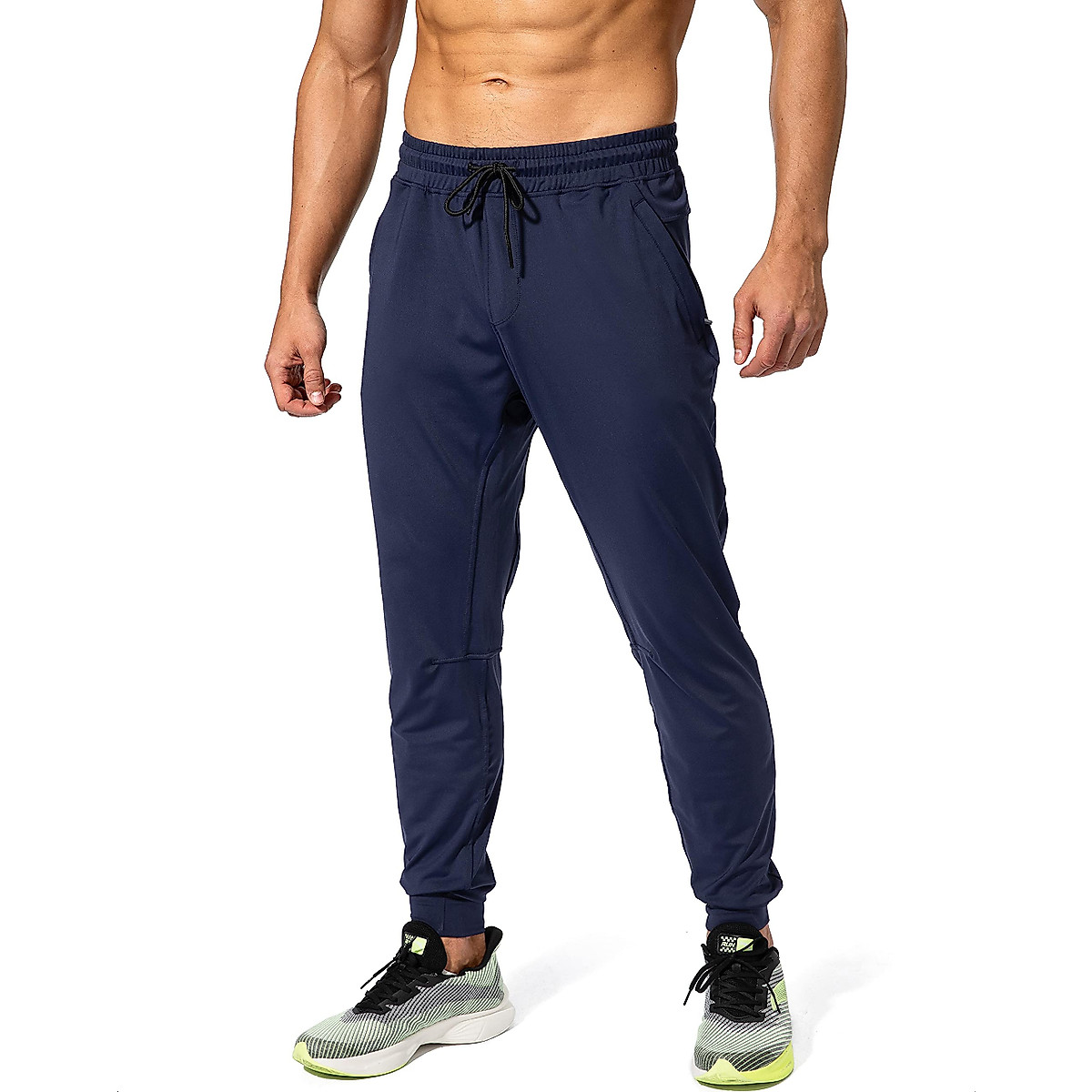 G Gradual Men's Sweatpants with Zipper Pockets Athletic Pants Traning Track Pants Joggers for Men Soccer, Running, Workout(Navy,L)