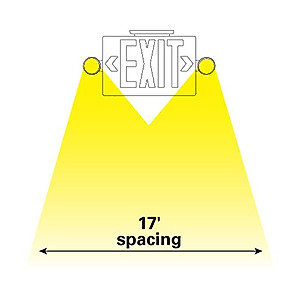 Sure-Lites APC7R All- Pro Combo Unit, Integrated LED Exit Sign with Dual Lights, White with Red Letters