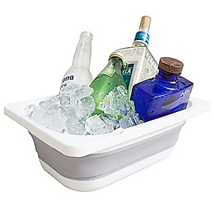 Beright Collapsible Storage Bin, Wash Basin Folding Dish Tub Sink, Space Saving for Dishing, Fruit, and Camping, Hiking and Home, 1 Pack, Grey, Small