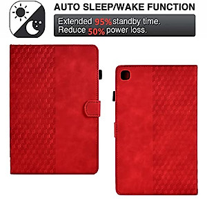 Square Pattern Cover with 4 Credit Card Holders and Pencil Holder Business Casual Kickstand Protective Case for iPad Air 1/iPad 5 9.7"-Red