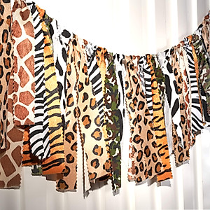 Jungle Safari High-Chair Banner Party Supplies - African Zoo Animal Wild One Birthday Baby Shower Party Banners Supplies Photo Booth Backdrop Props Decorations