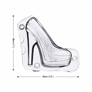 Comkit Large Life Size 3D Plastic High Heel Shoe Mold for Chocolate Fondant Candy Sugar Wedding Birthday Cake Topper Decorating, 7.5" x 7" x 2.7", Transparent