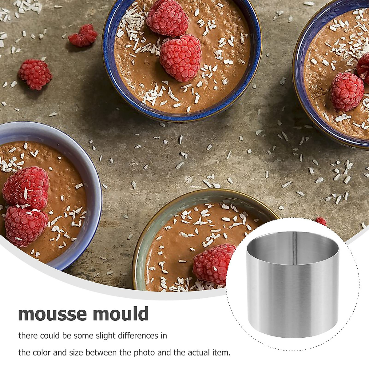 Yardwe 12pcs Mousse Cake Mold Round Mousse Ring Stainless Steel Cake Mousse Ring for Desserts Pastry Eggs 6 * 6 * 5CM