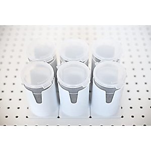 SmartJars® Pegboard Organizer Accessories Storage Jars, Pegboard Jars for Garage Organization, Craft Room, or Pantry, Pegboard Bins with Lids, Pegboard Wall Organizer, Starter Pack of 6 (White)
