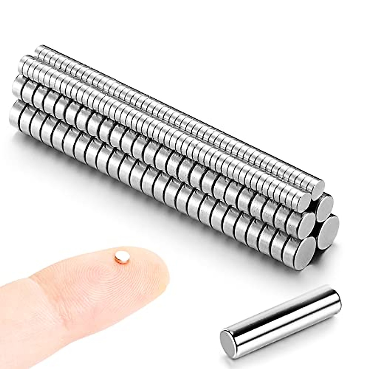 200 MEALOS Mini Magnets - 100pcs 3X1mm, 50pcs 4x2mm, 50pcs 5x2mm - Tiny Thin Magnets for Miniatures Small Model Hobby Crafts - Small Round Little Magnets Combo Pack