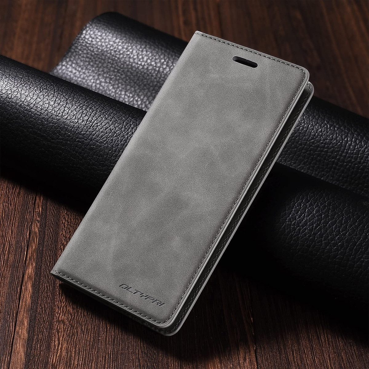 QLTYPRI Case for iPhone SE 2022 5G/iPhone SE 2020/iPhone 8/iPhone 7, Premium PU Leather Cover TPU Bumper with Card Holder Kickstand Magnetic Adsorption Flip Wallet Case for iPhone 7/8/SE2/SE3 - Grey