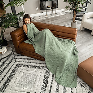 Comfy Cubs Baby Muslin Blanket, Swaddle for Newborns and Toddlers, Large 40” x 40” Cover, 6-Layer Plush Softness for Infant Swaddling, Receiving, or Tummy Time, Shower Gift (Sage, Baby - Muslin)