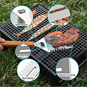 IMAGE Wooded BBQ Accessories and BBQ Grill Mat Set of 3
