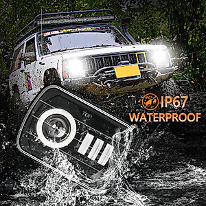 DOXMALL 2Pcs 5x7 7X6 LED Headlights H6054 Retangular Sealed Beam Headlight With White Halo Daylight Compatible with Cherokee XJ Wrangler YJ GMC Dodge Kenworth T300 Etc