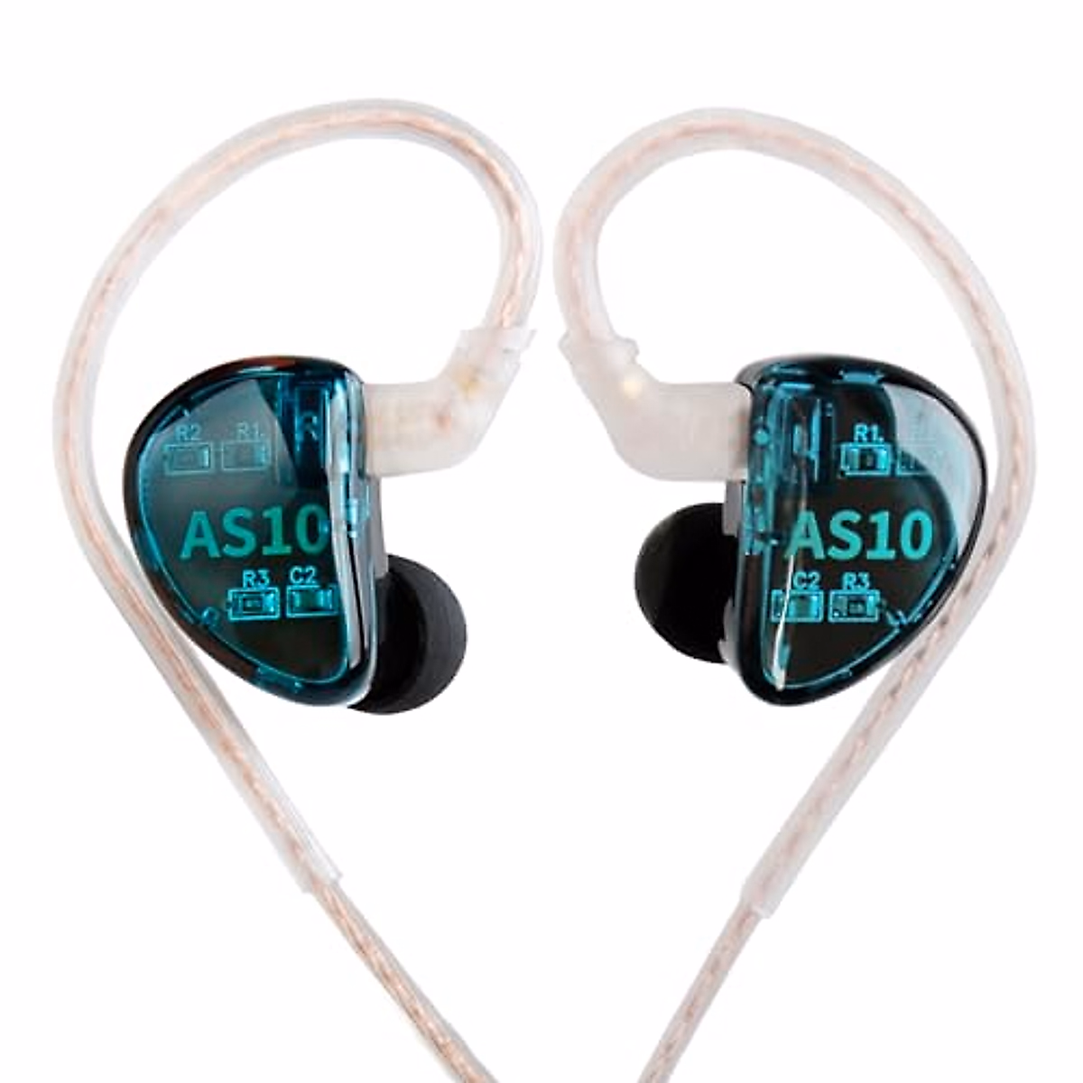 KZ AS10 Monitors Headphone Earbuds 5 Balanced Armature Driver, Noise Cancelling Headphones Wired IEMS Ear Phones with 2 Pin Detachable Cable for Musician Singer Church (Without Mic, AS10 Green)