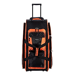 Travelers Club Xpedition 30 Inch Multi-Pocket Upright Rolling Duffel Bag, Bright Orange, 30" Suitcase