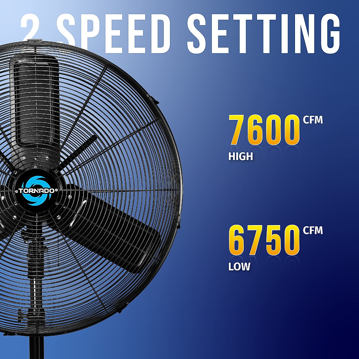 Tornado 24" Outdoor Rated IPX4 Water-Resistant Metal Oscillating Pedestal Fan - 7600 CFM - cETL
