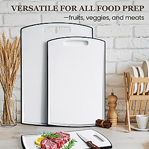 Cutting Boards for Kitchen, Extra Large Plastic Cutting Board Dishwasher Chopping Board Set of 3 with Juice Grooves, Easy Grip Handle, Black, Kikcoin