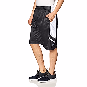 Southpole Men's Athletic Gym Mesh Shorts with Pockets, Lightweight, Quick Dry, Breathable, Black, X-Large