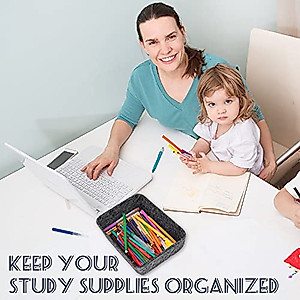 KWLET Desk Drawer Organizer Tray Dividers Set Kitchen Bathroom Office Drawer Organizers Separators Shallow Felt Storage Bins Container for Makeup Juck Jewelry Utensils Tools Dresser, Grey, 7 Pack