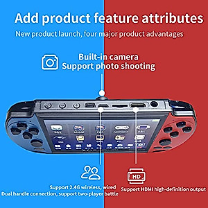 DREAMHAX X7 Plus Handheld Game Console with Preload 10000 Games, Portable Video Games Support HDMI Output & Double Player, Classic Arcade Retro Game Player Gameboy Gift Present (4.3" Screen Red Blue)