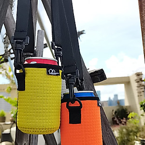 WK IEASON 12oz Standard Can Sleeves Insulators with Shoulder Strap Can Covers Cooler 12OZ Beer Bottle Sleeves Coolers Holder Non-slip Neoprene Can Sleeves 3PC Pack (12oz standard, Green/Orange/Grey)