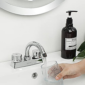 SOLVEX Centerset Bathroom Faucet 2 Handle, 4 Inch WaterSense Bathroom Sink Faucet, 3 Hole Low Arc Bathroom Faucet Chrome, Bathroom Basin Faucet Deck Mounted,SP-40063