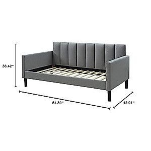 LuXeo Bristol Twin Size Upholstered Panel Daybed in Gray Fabric