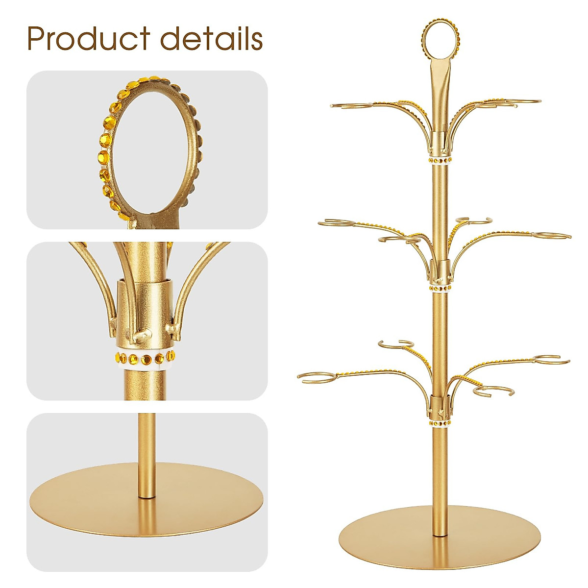 ALIMOTA Cocktail Tree Stand for Drinks Champagne Tower Wine Glasses Holder, 3 Tier 12 Holders, Bar Home Drinks Tree Display Suitable for Gin, Cocktails, Champagne, Wine