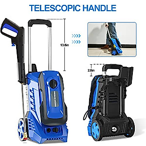 Berggren Power Washers Electric Powered - 3500 PSI 2.6 GPM High Pressure Washer for Car Cleaning Machine with 4 Quick Spray Nozzle Foam Bottle, PWE-1