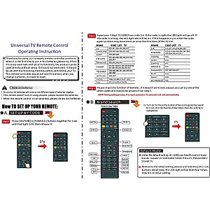 Amiroko Universal TV Remote Control for LG, Samsung, Sony, Philips, Panasonic, Sharp, Toshiba, Hitachi, Vizio, TCL, JVC, Hisense, Vestel, Seiki, Sanyo, Insignia, Magnavox, RCA, Westinghouse Smart TVs