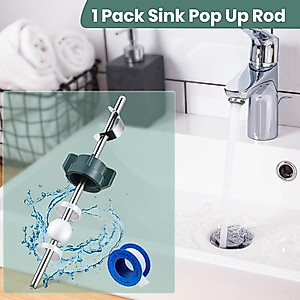 Enhon 1 Pack Lavatory Pop up Center Piece Assembly, Bathroom Sink Stopper Replacement with Seal Tape, Pivot Rod Bathroom Universal Sink Repair Kit, Compatible with Pfister Pop up Stopper PS2673