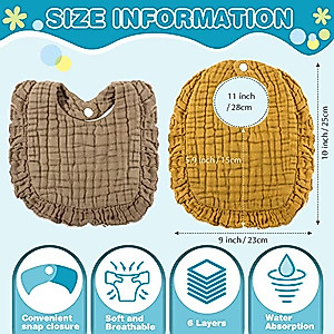10 Pcs Lace Muslin Baby Bibs Bandana Drool Bib 9 x 10 Inch Burp Cloths 6 Absorbent Layers Bibs for Newborn Unisex (Light Color)