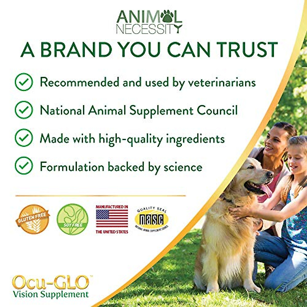 Ocu-GLO Cat & Dog Senior Supplement for Eye Support - Soft Chews Vision Vitamins Supplements for Large and Small Pets Care with Lutein, Omega-3 Fatty Acids, Grape Seed Extract & Antioxidants