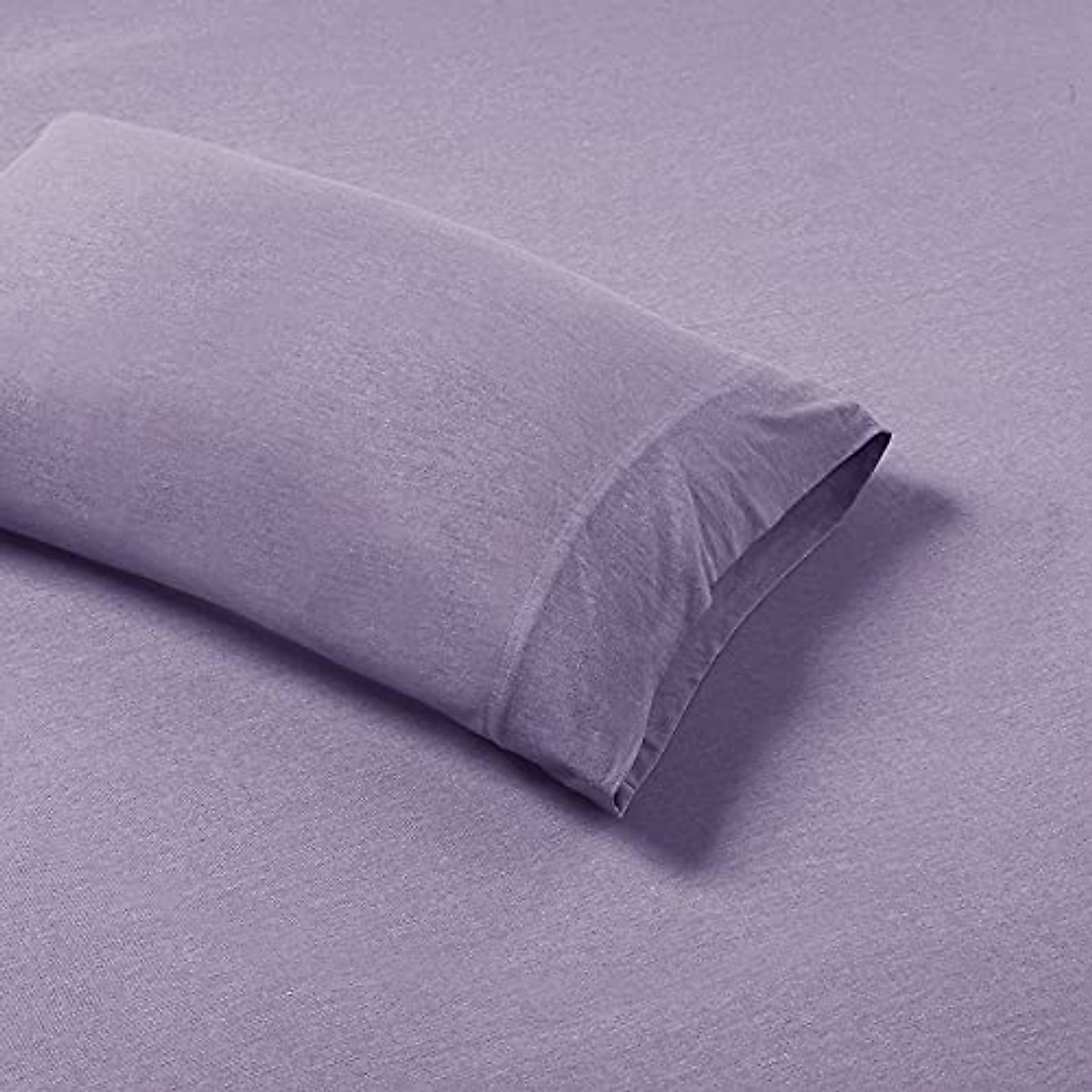 Intelligent Design Cotton Blend Jersey Knit Bed Sheet Set Wrinkle Resistant, Soft Sheets with 14" Deep Pocket, All Season, Cozy Bedding-Set, Matching Pillow Case, Twin, Purple 3 Piece