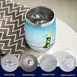 silichee 12 Oz Stainless Steel Wine Tumbler with Lid Cocktail Glasses Pool Beach Side Mojito Insulated Tumblers Vacuum Coffee Mugs for Hot and Cold Wine,Drinks,Coffee