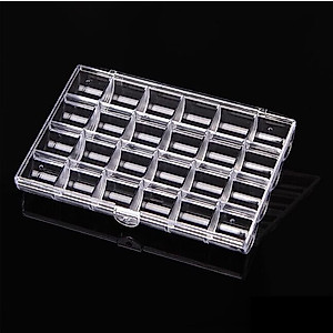LIFOOST 24 Slots Rhinestone Box Storage Containers Empty Clear Nail Art Decoration Storage Box for Nail Glitter Jewelry Crystal Diamond Accessories