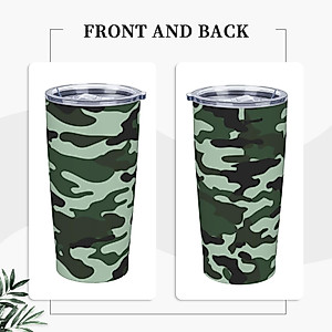CHASOEA Camo Tumbler 20oz Camo Stainless Steel Insulated Tumblers with Lid and Straw Green Travel Coffee Mug Tea Wine Cups Water Bottle Holiday Gifts for Women