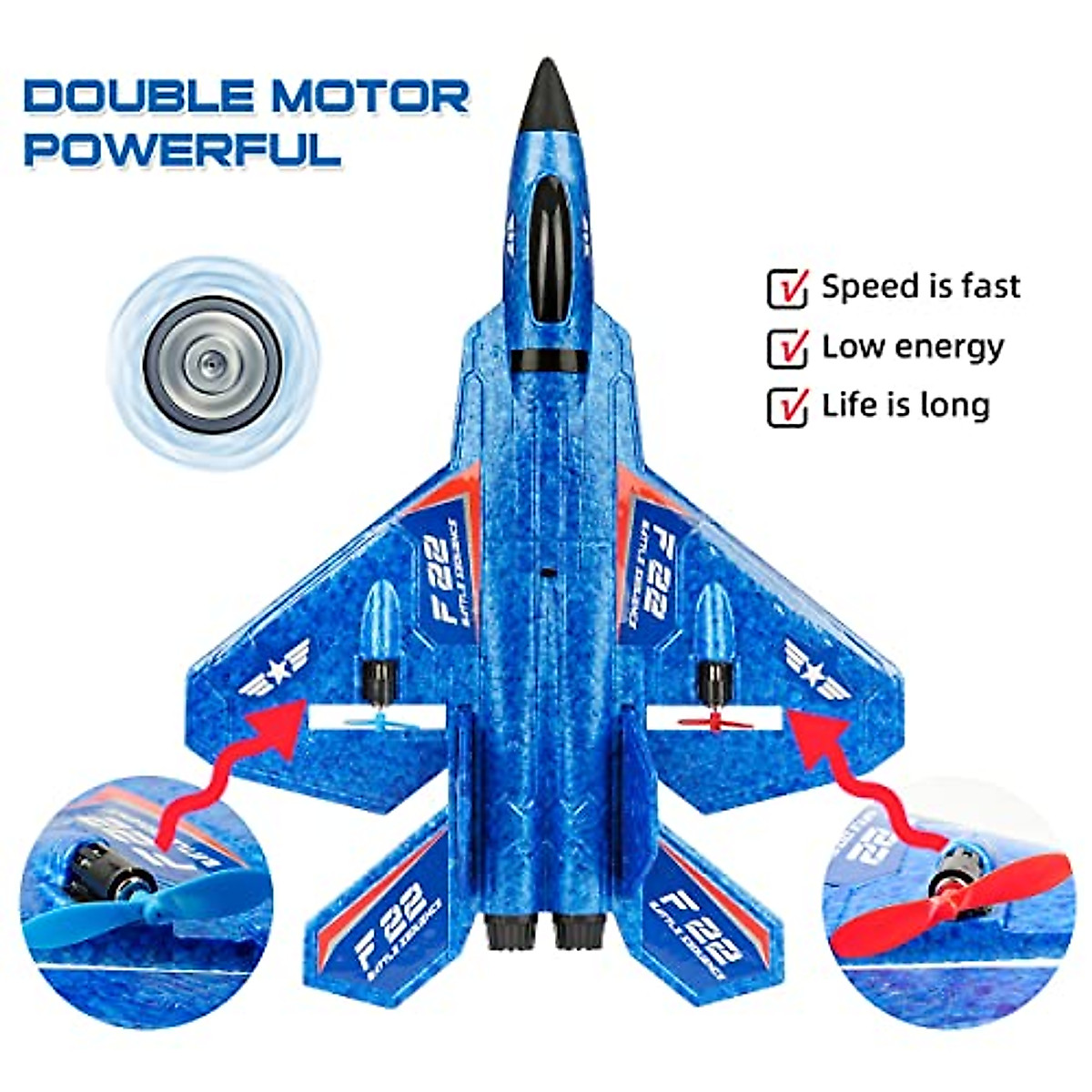 RC Plane, F22 RC Airplane Fighter Ready to Fly, 2.4Ghz 2 Channel Remote Control Plane, RC Airplanes Toy for Boys Girls Kids Beginners