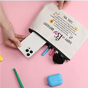 13th Birthday Gifts for Girls Makeup Bag Best Gift Ideas for 13 Year Old Girl Great Teenage Girls Gifts for Her Daughter Granddaughter Sister Bestie Cute Cosmetic Bag Happy Birthday Gift from Mom