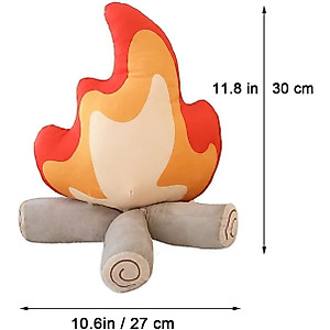 Hgplvxj Simulation Campfire Plush Pillow, Flame Stuffed Plush Toy Room Decoration Birthday Xmas Gift for Kids (11.8Inch)