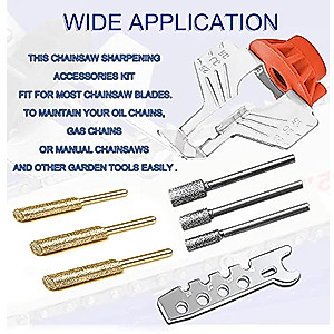 Chainsaw Sharpening Attachment Kit - 8Pcs Chain Saw Blade Teeth Sharpener Set with Angle Guide and Diamond Burr Grinding Stone Files, Drill Power Tool Accessories for Gardening Lawn Mower Chainsaw