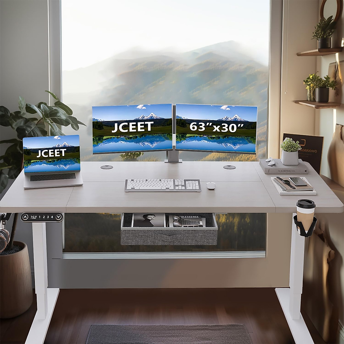 Jceet Electric Standing Desk with Drawer, 63x30 Inches, Modern Style, Perfect for Home or Office Use