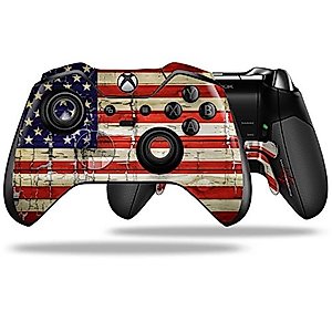 Painted Faded and Cracked USA American Flag - WraptorSkinz Decal Style Vinyl Skin Wrap compatible with XBOX One ELITE Wireless Controller (CONTROLLER NOT INCLUDED)